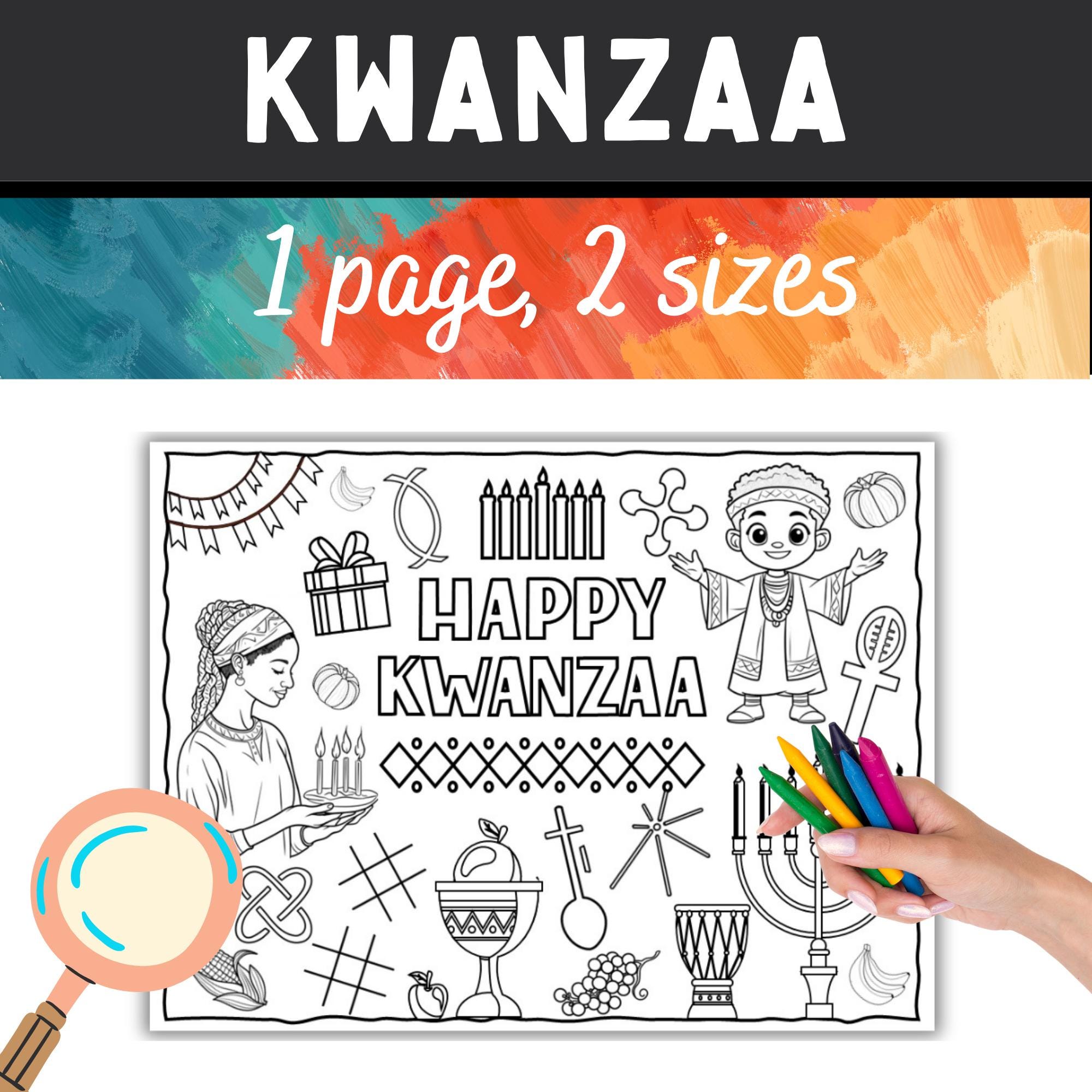 Kwanzaa Coloring Placemat, Coloring Page for Kids, Holiday Activity ...