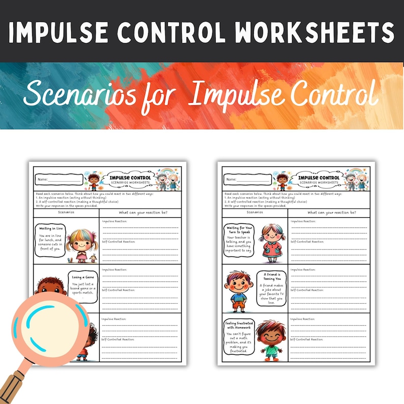 Impulse Control Worksheets for Kids, Worksheets for Self Control and ...