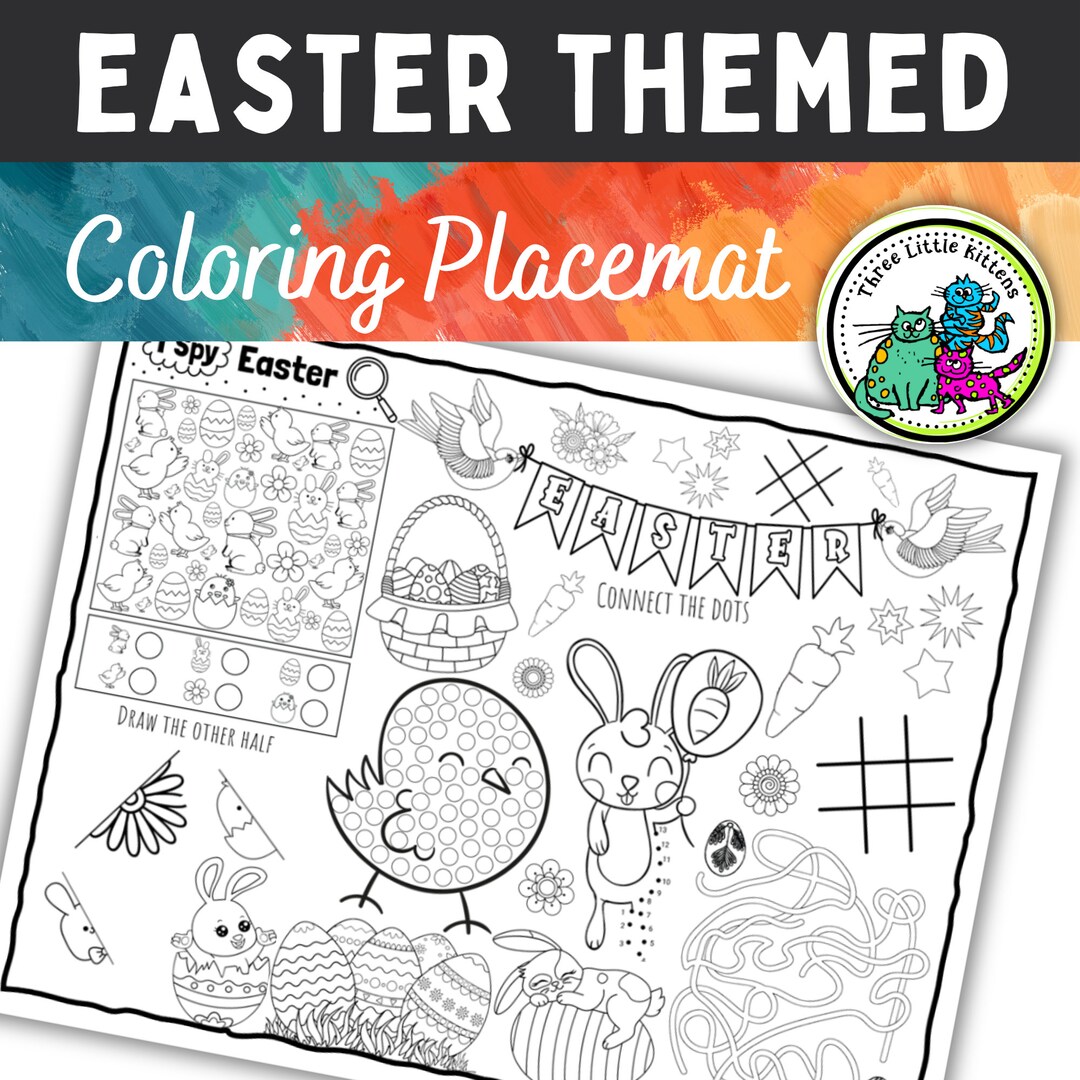Easter Coloring Placemat Printable, Party Activities, Activity ...