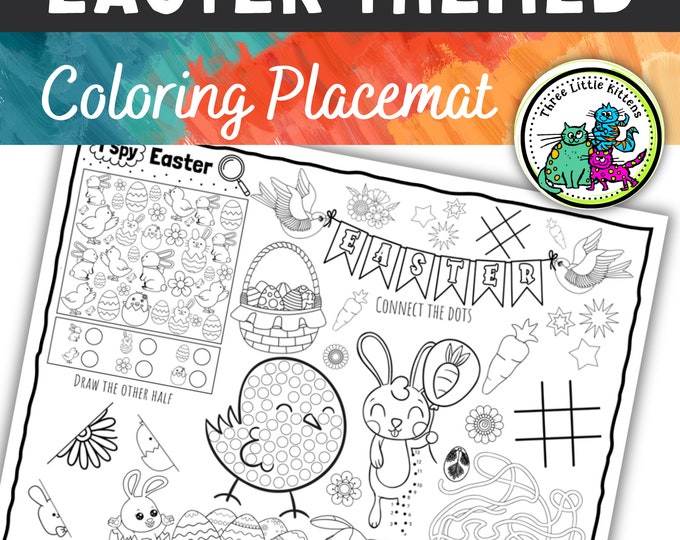 Easter Coloring Placemat Printable, Party Activities, Activity ...