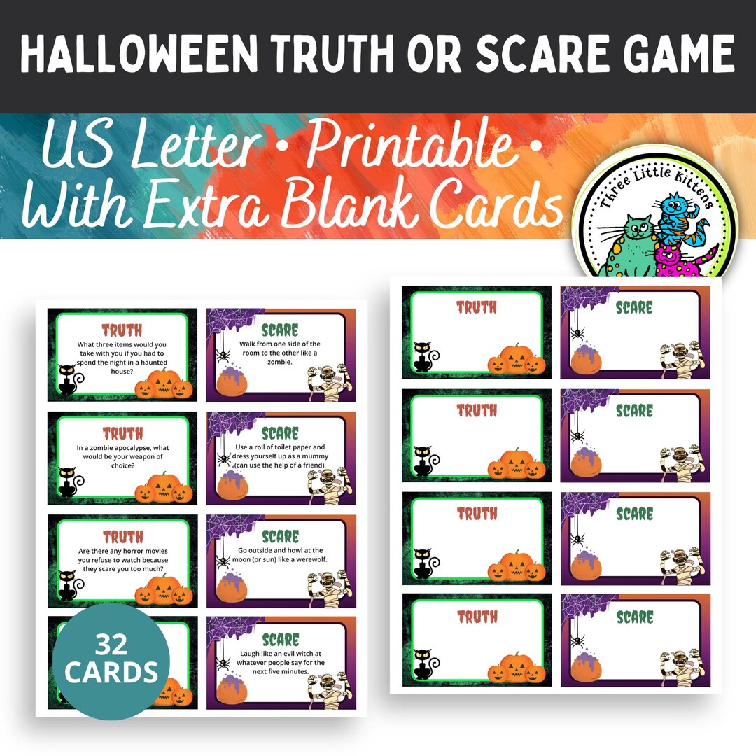 Truth or Scare, Halloween Games Printable, Halloween Games for Kids ...