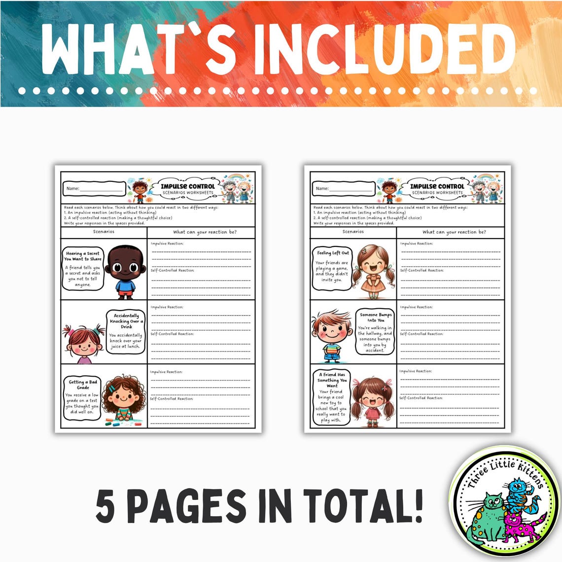 Impulse Control Worksheets for Kids, Worksheets for Self Control and ...