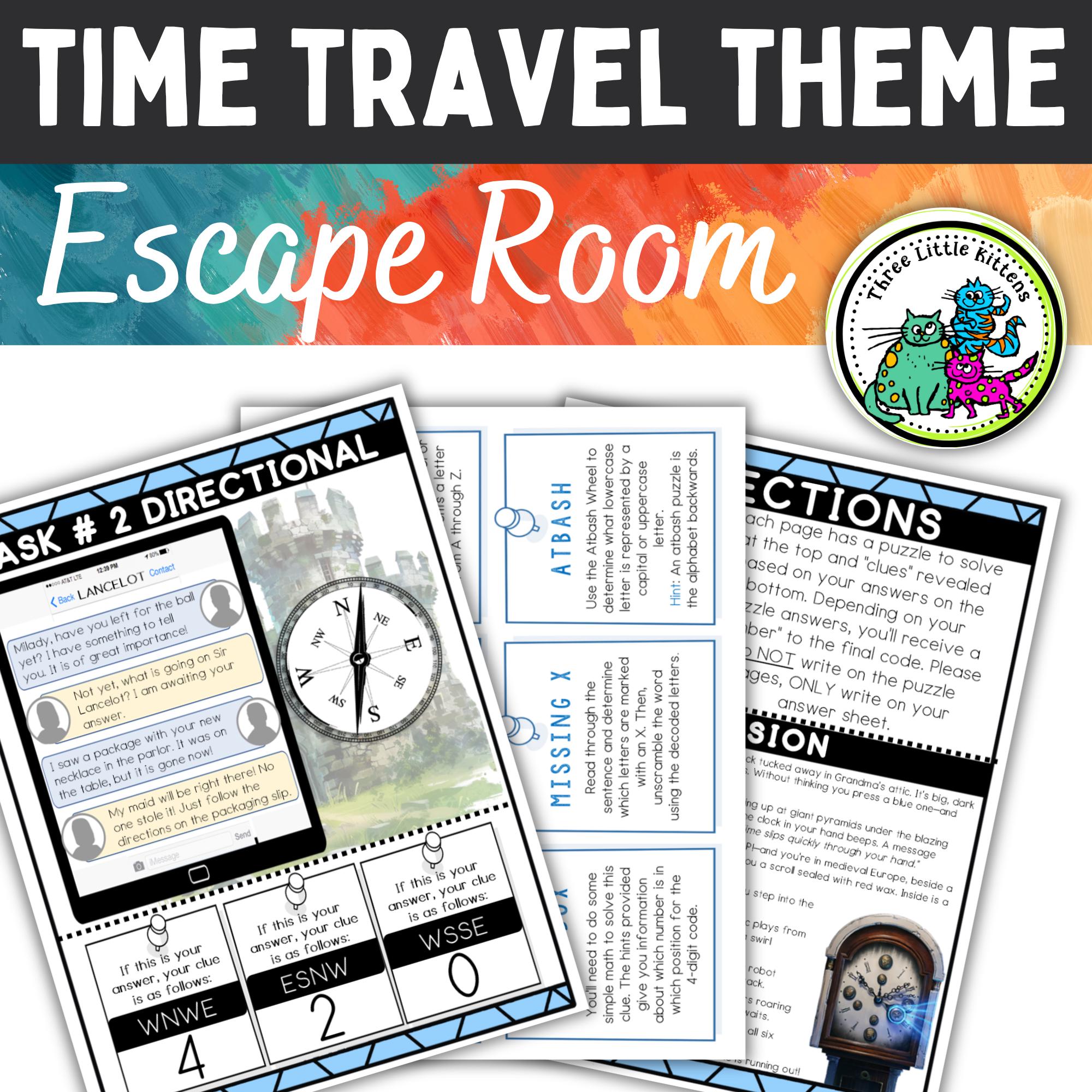 Time Travel Escape Room Kit, Printable Party Game, Indoor Printable ...