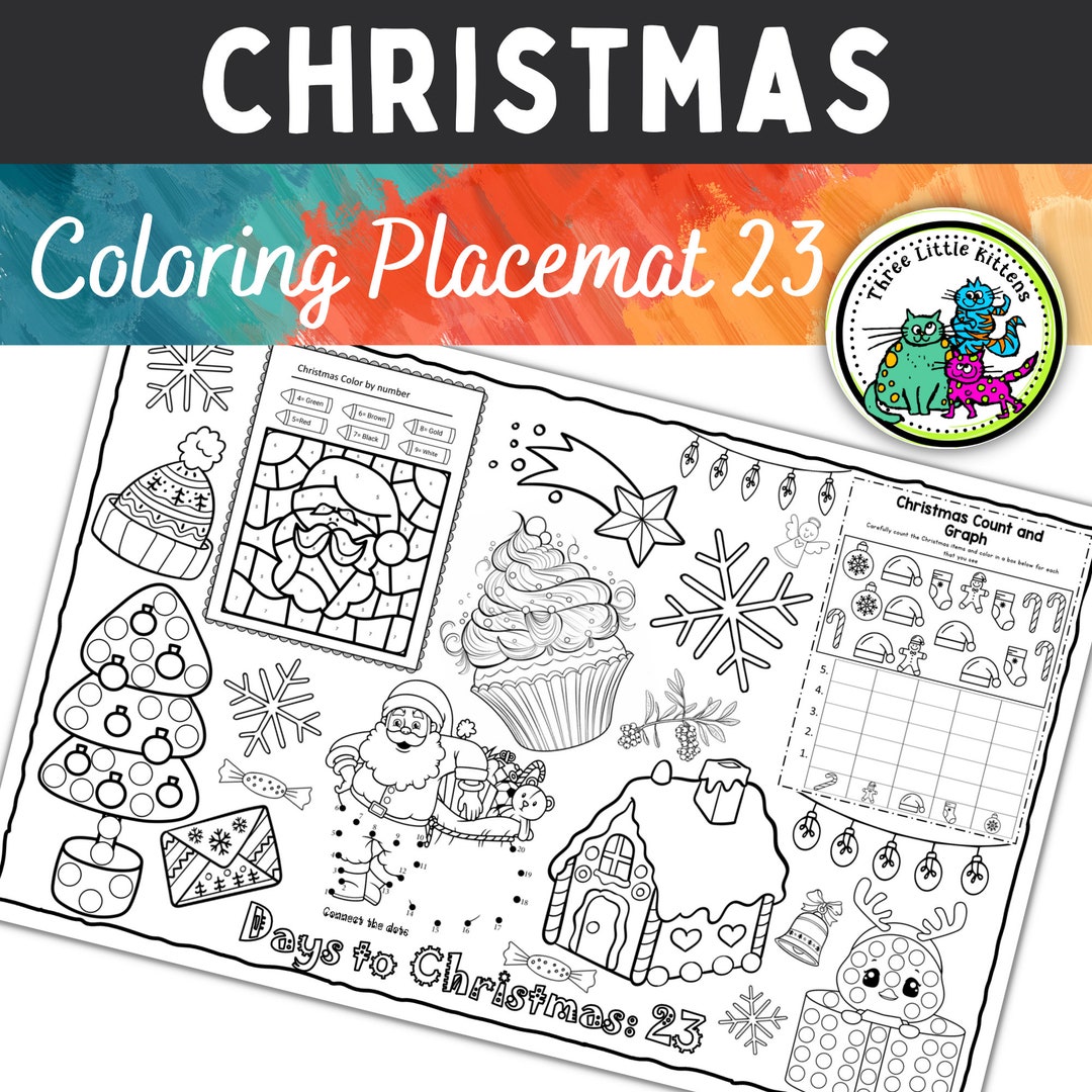 Christmas Coloring Placemat Printable, Party Activities, Activity ...