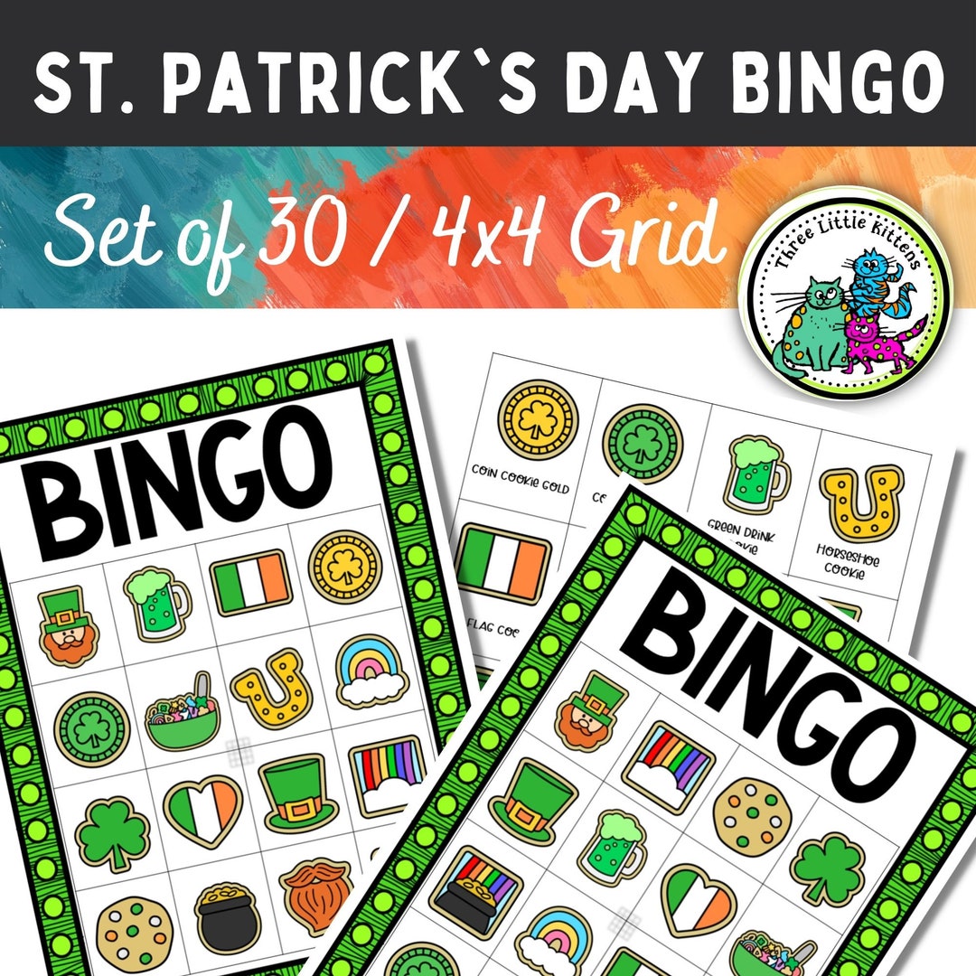 St. Patrick's Day Bingo, 30 St. Patrick's Day Bingo Cards, St. Patrick ...