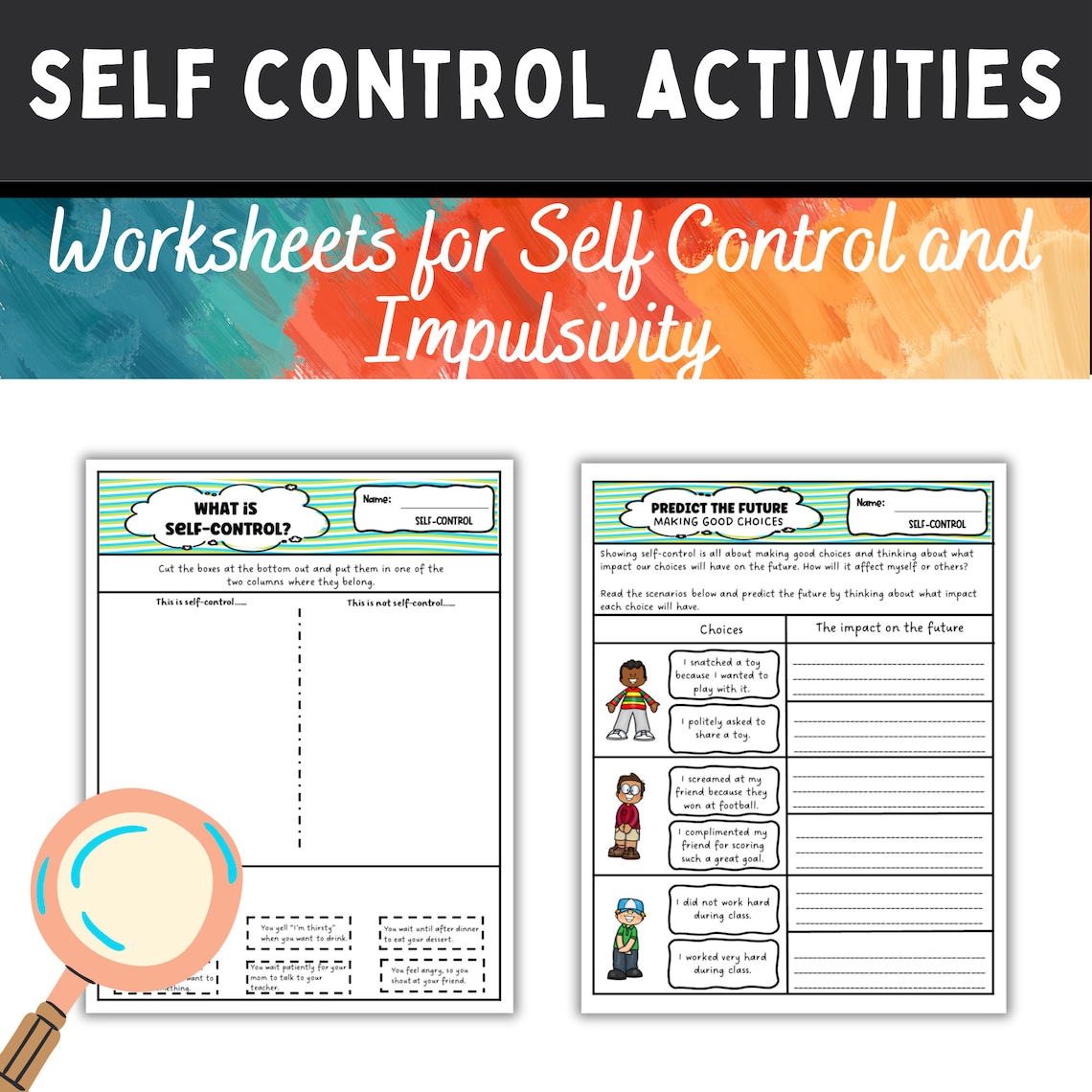 Self Control Activities for Kids, Worksheets for Self Control and ...