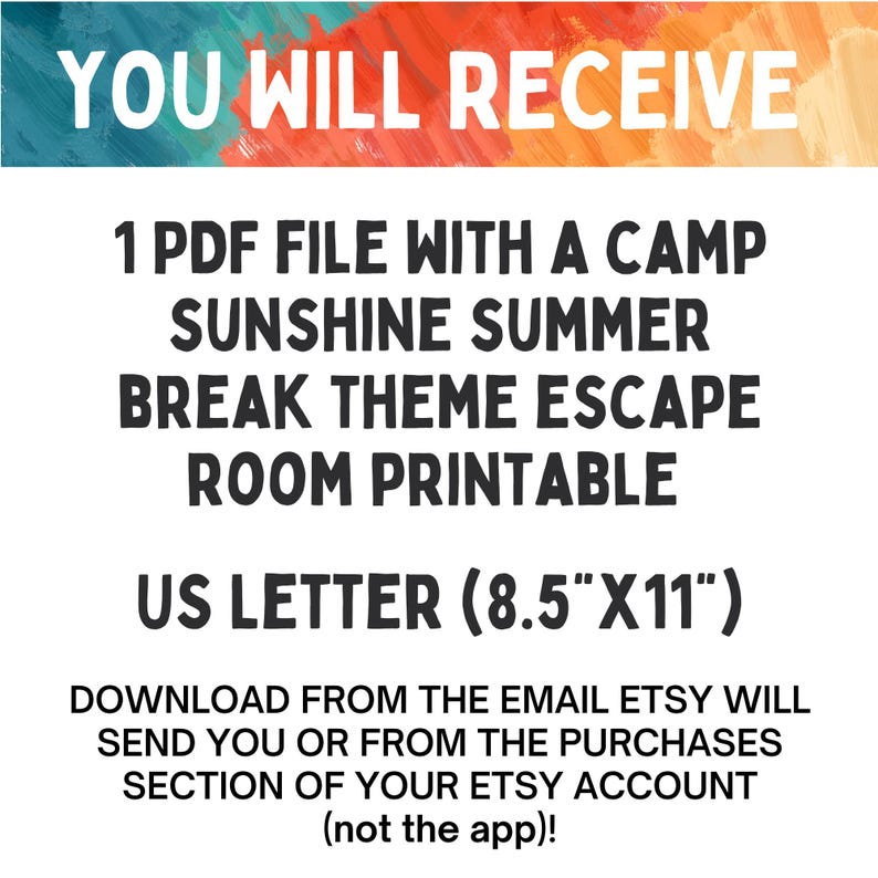 Summer Break Escape Room Kit, Printable Party Game, Indoor Printable ...