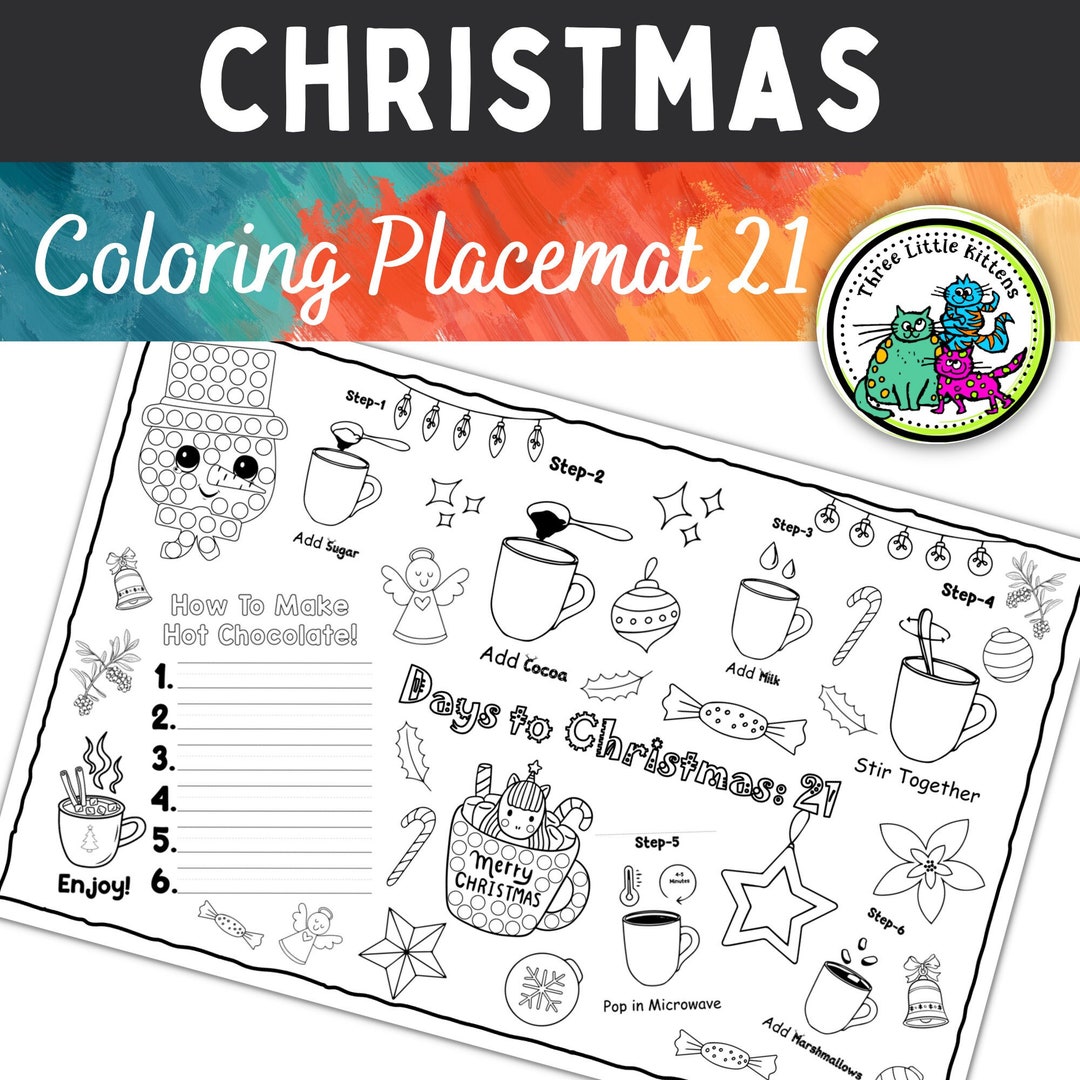 Christmas Coloring Placemat Printable, Party Activities, Activity ...