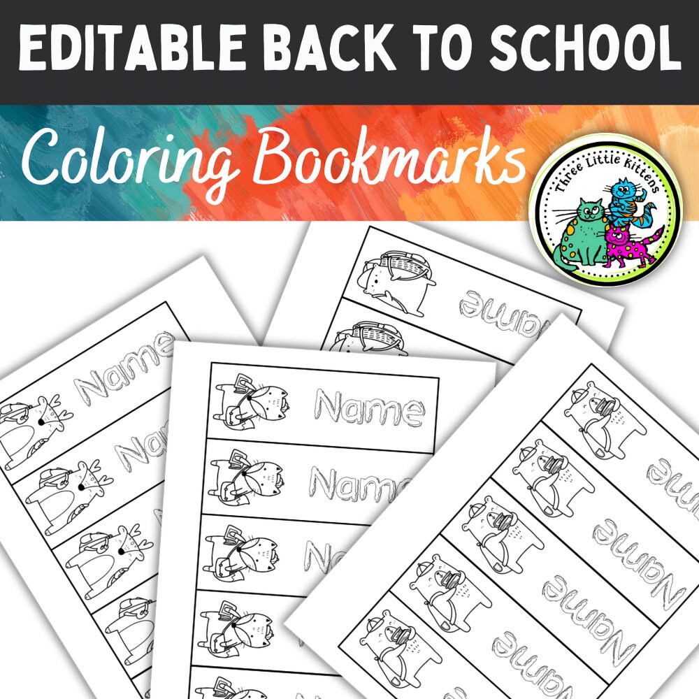 Editable Bookmarks Template, Coloring Bookmarks for Kids, Back to ...
