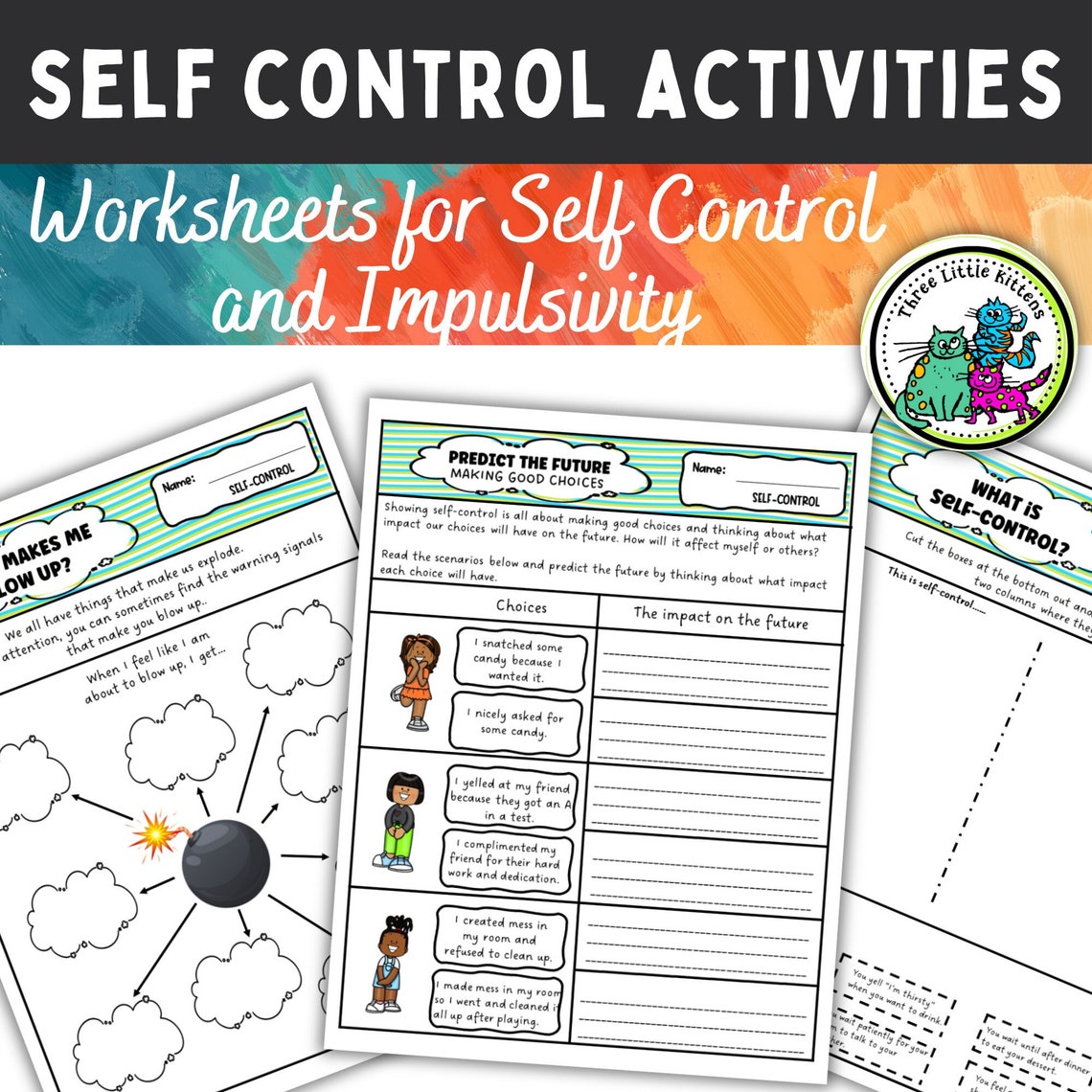 Self Control Activities for Kids, Worksheets for Self Control and ...