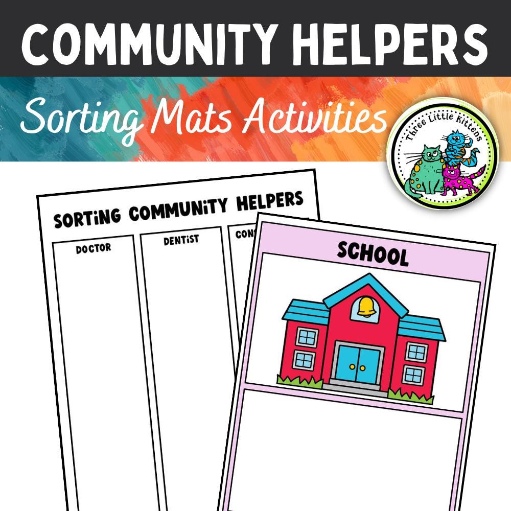 Community Helper Activities, Sorting Activities for Preschool, Cut and ...