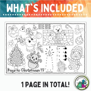 Christmas Coloring Placemat Printable, Party Activities, Activity ...