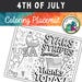 4th of July Kids Activity Sheet, 4th of July Coloring Placemat ...