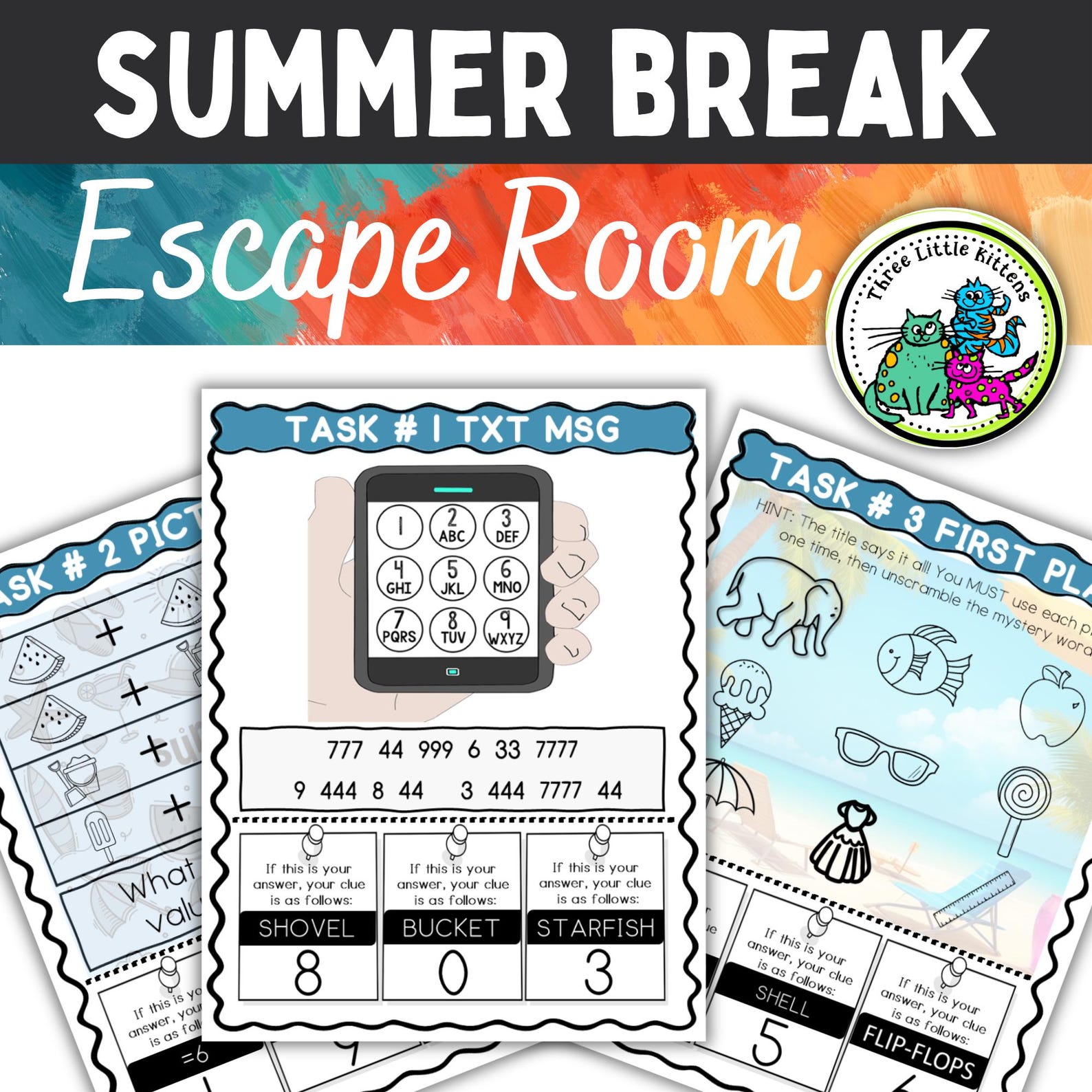 Summer Break Escape Room Kit, Printable Party Game, Indoor Printable ...
