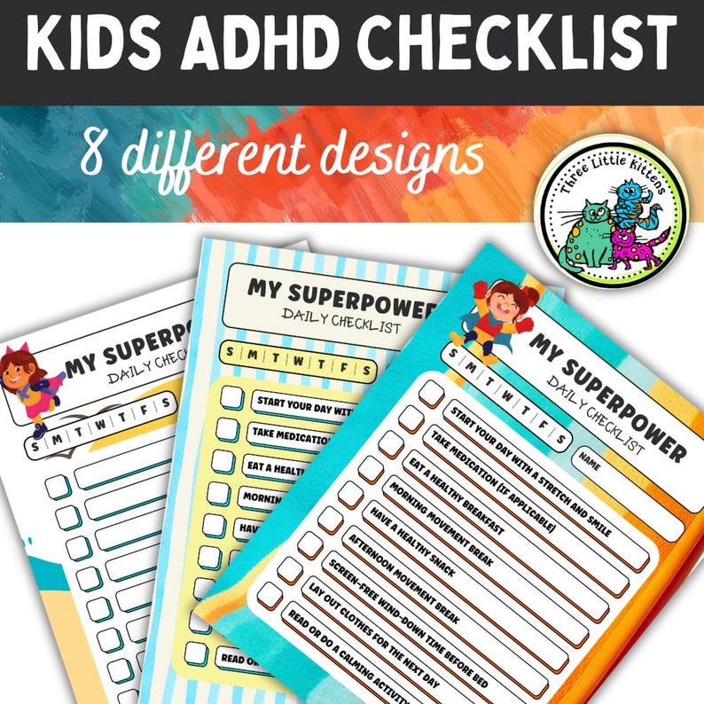 Kids ADHD Daily Checklist, Routine & Focus Tracker for Parents ...