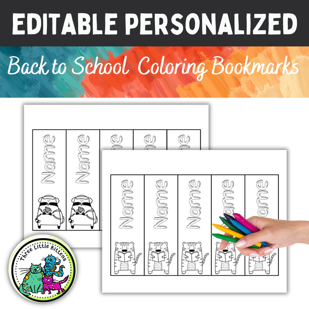Editable Bookmarks Template, Coloring Bookmarks for Kids, Back to ...