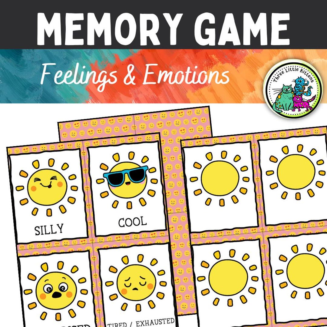 Identifying Feelings and Emotions, Emotions Game, Memory Game Printable ...