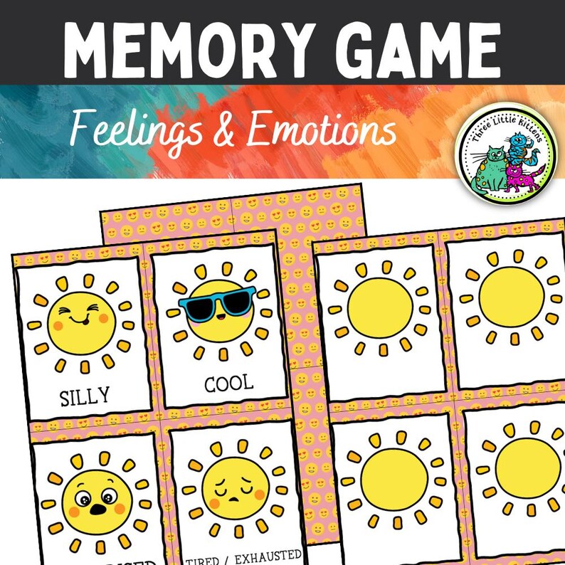 Identifying Feelings and Emotions, Emotions Game, Memory Game Printable ...