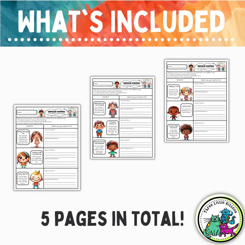 Impulse Control Worksheets for Kids, Worksheets for Self Control and ...