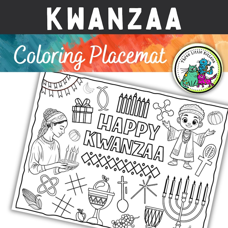 Kwanzaa Coloring Placemat, Coloring Page for Kids, Holiday Activity ...