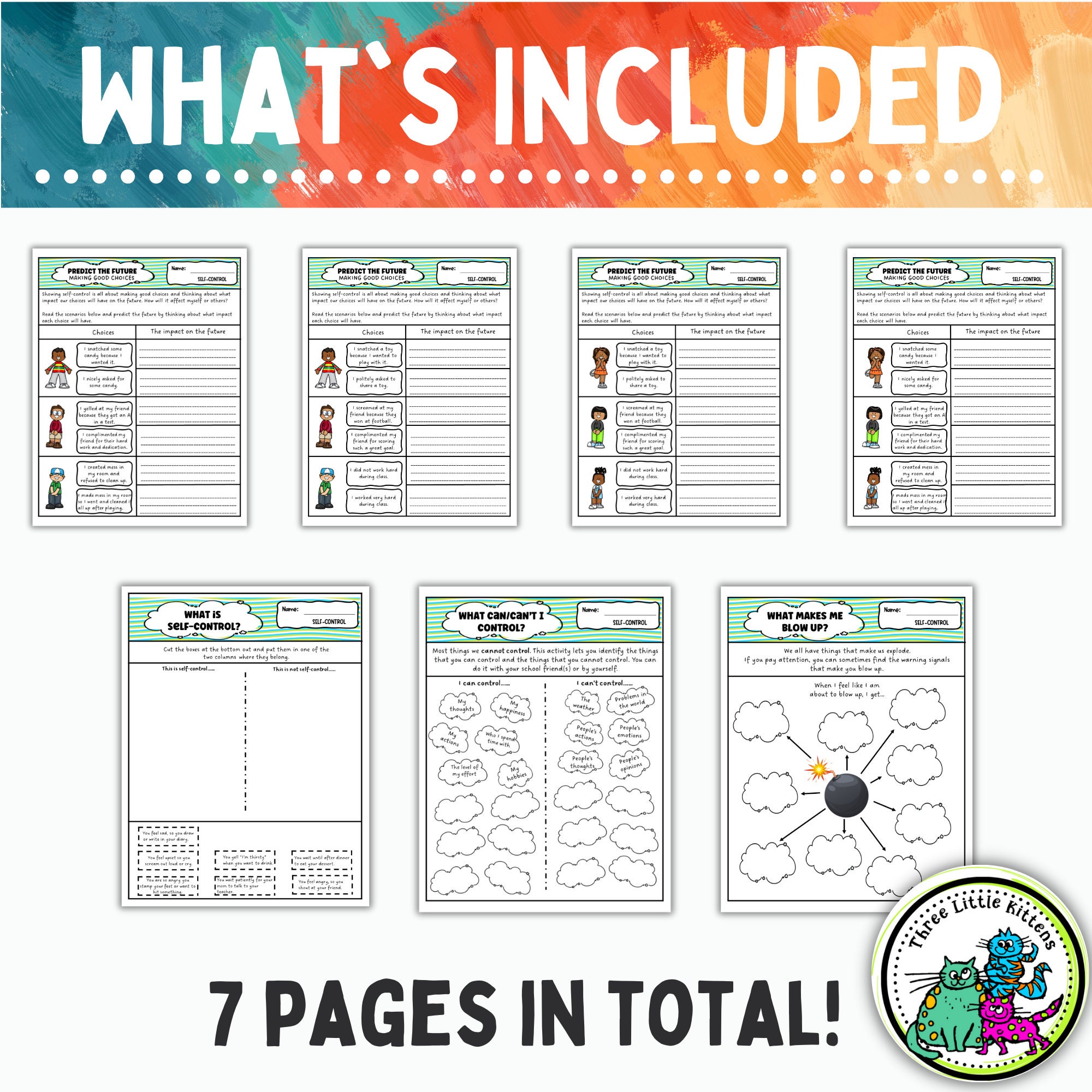 Self Control Activities for Kids, Worksheets for Self Control and ...