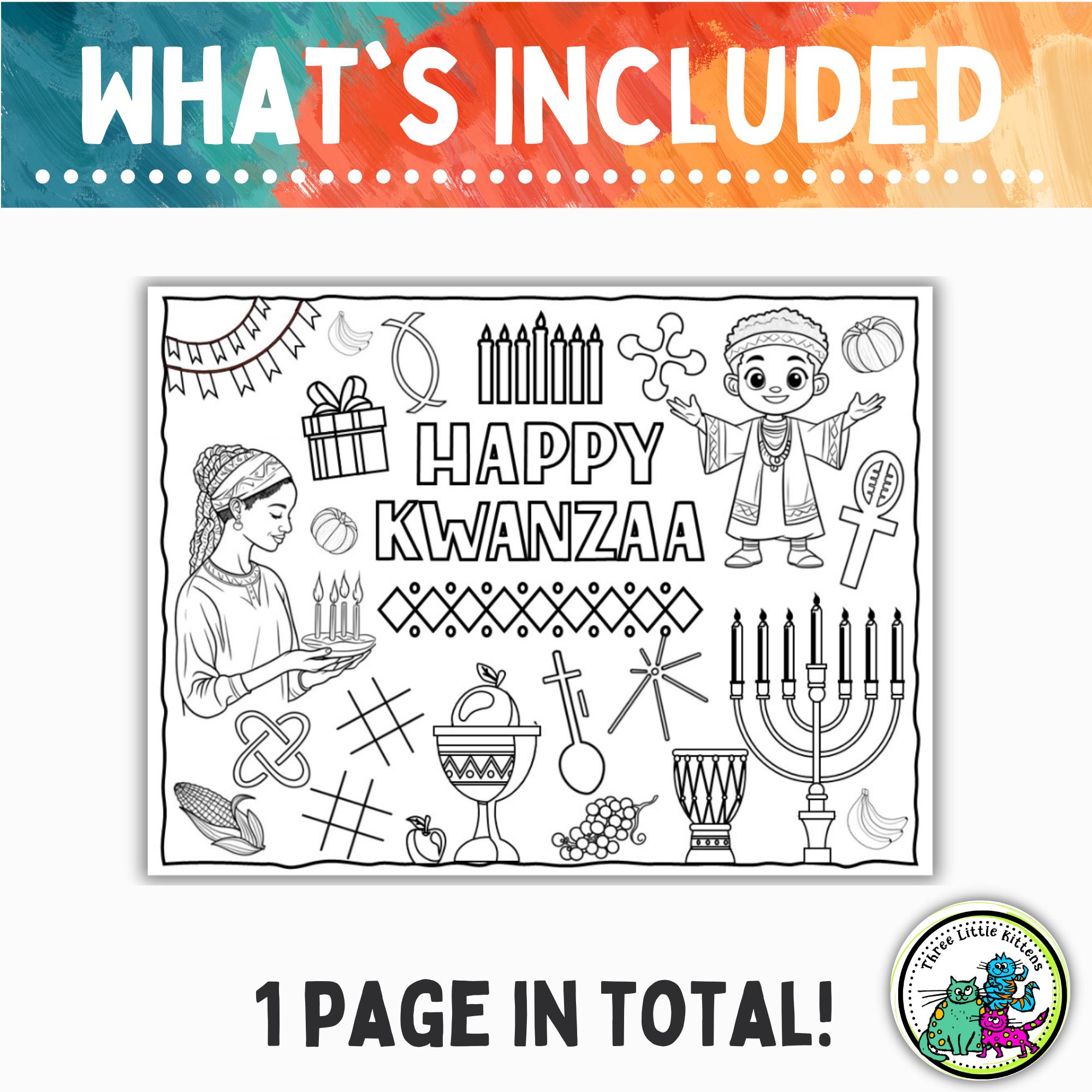Kwanzaa Coloring Placemat, Coloring Page for Kids, Holiday Activity ...