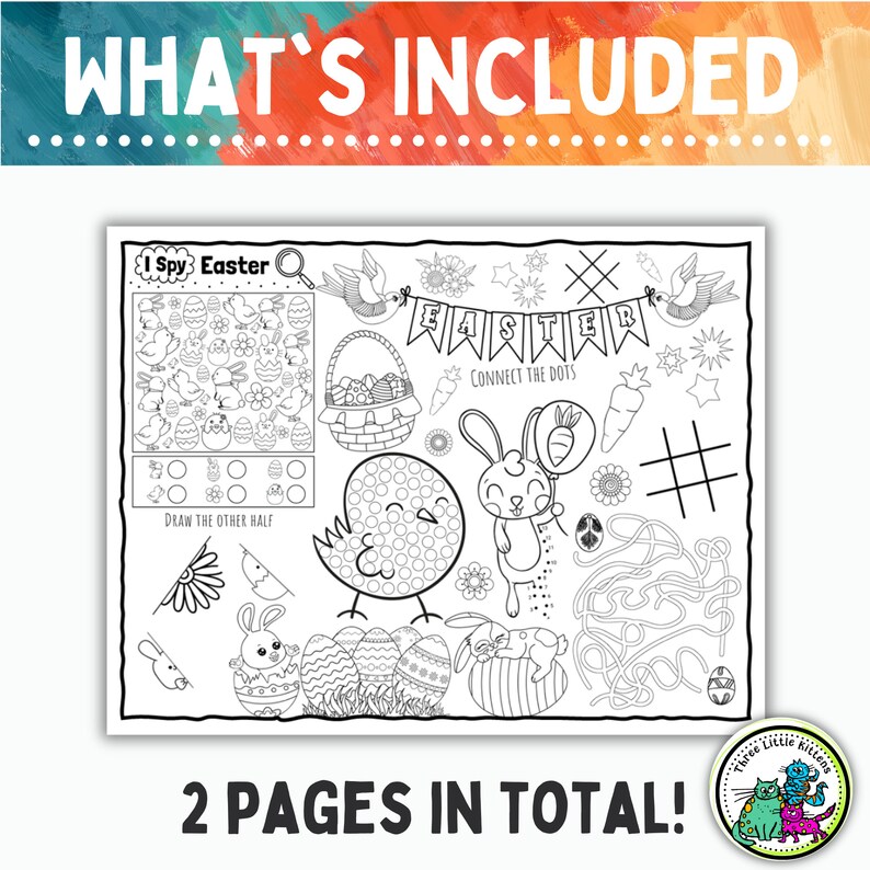 Easter Coloring Placemat Printable, Party Activities, Activity ...
