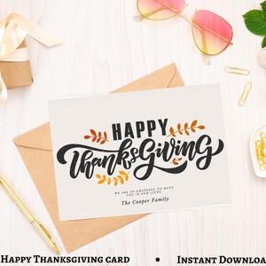 Editable Happy Thanksgiving Card | Printable Thanksgiving Greeting Card ...