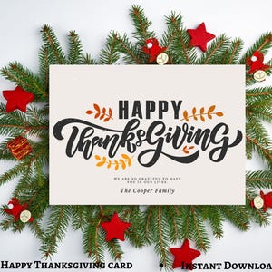 Editable Happy Thanksgiving Card | Printable Thanksgiving Greeting Card ...