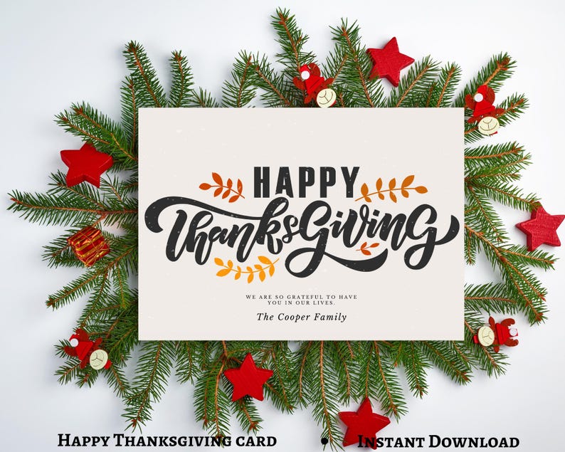 Editable Happy Thanksgiving Card | Printable Thanksgiving Greeting Card ...