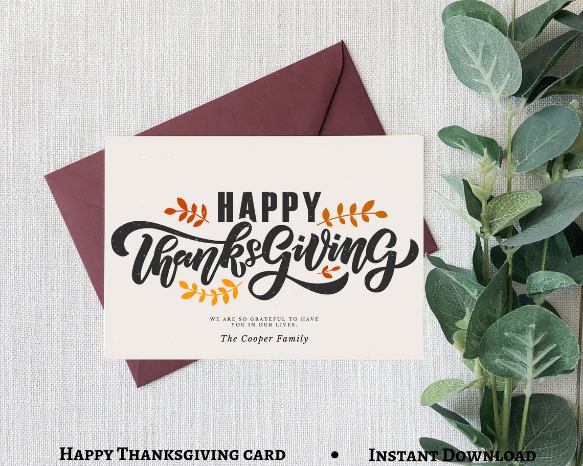 Editable Happy Thanksgiving Card Printable Thanksgiving Greeting Card ...