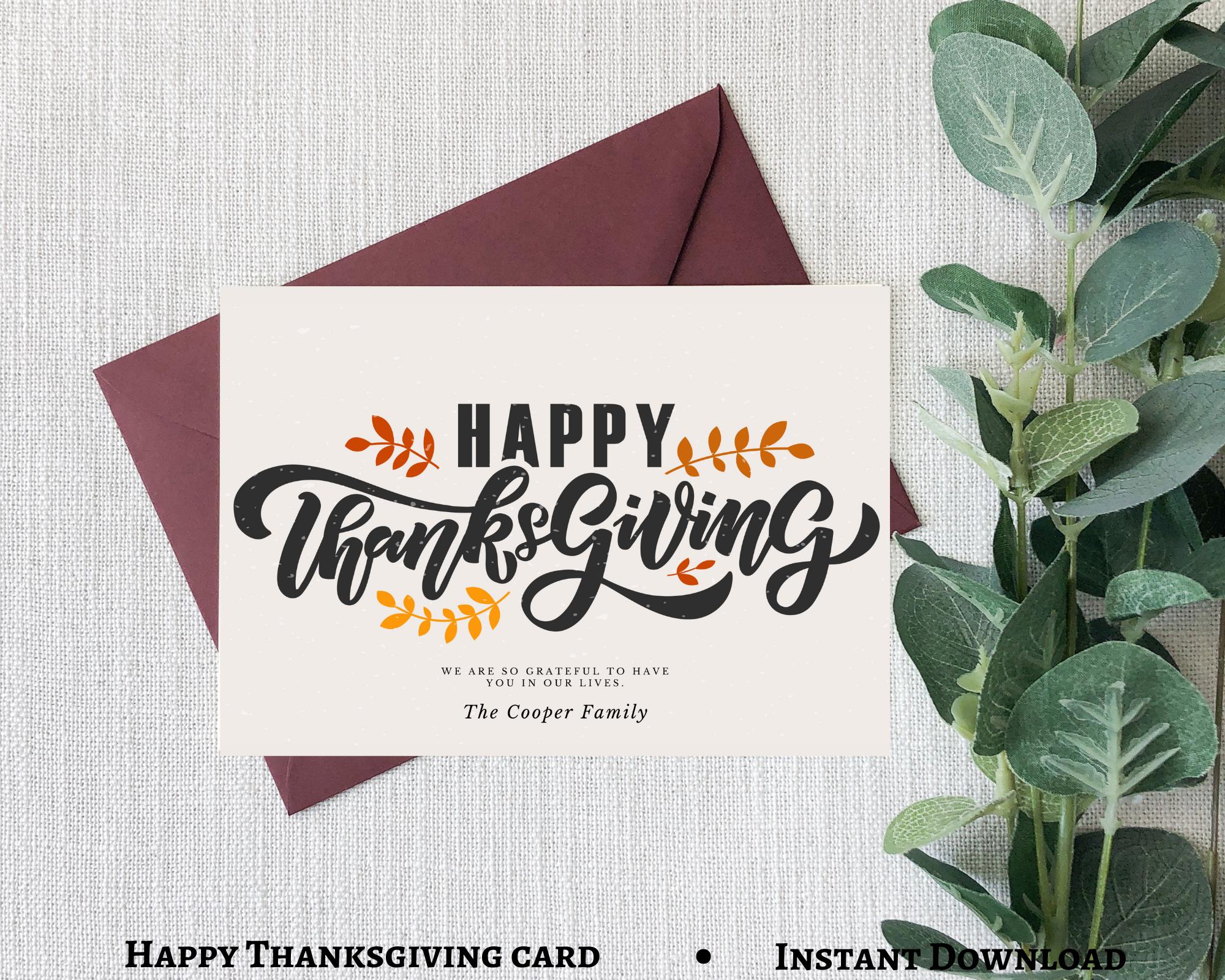 Editable Happy Thanksgiving Card Printable Thanksgiving Greeting Card ...