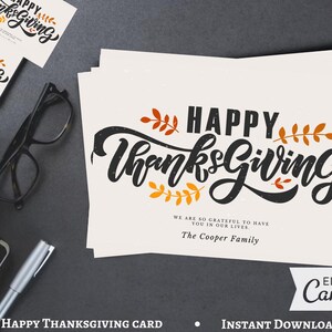 Editable Happy Thanksgiving Card | Printable Thanksgiving Greeting Card ...