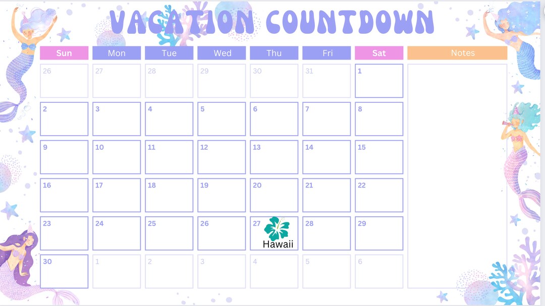 Vacation Countdown Calendar for Kids - Etsy