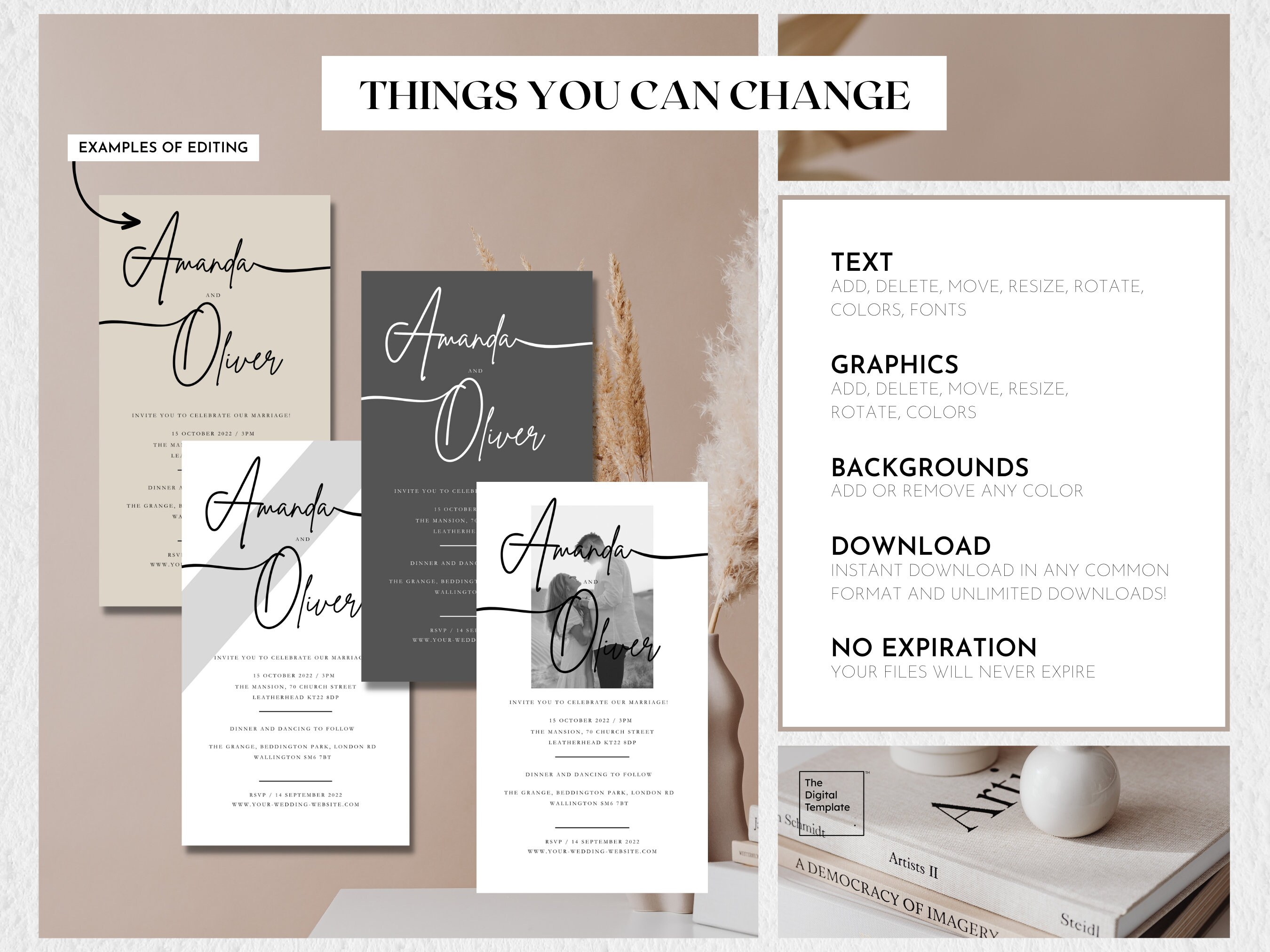 Wedding Invitation | Fully Editable | Canva | to Send - Etsy
