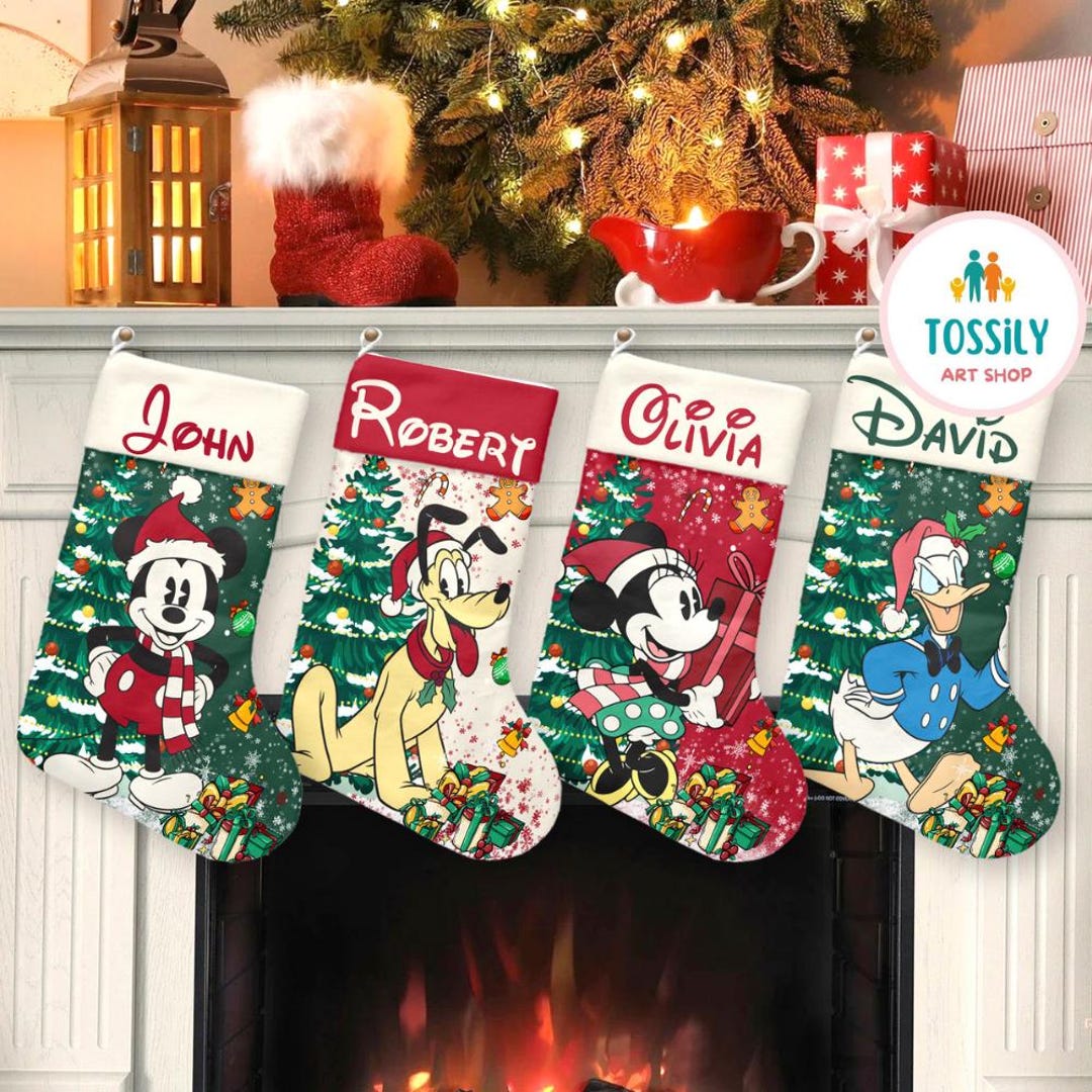 Personalized Retro Disney Christmas Stocking, Custom Stocking With Name ...