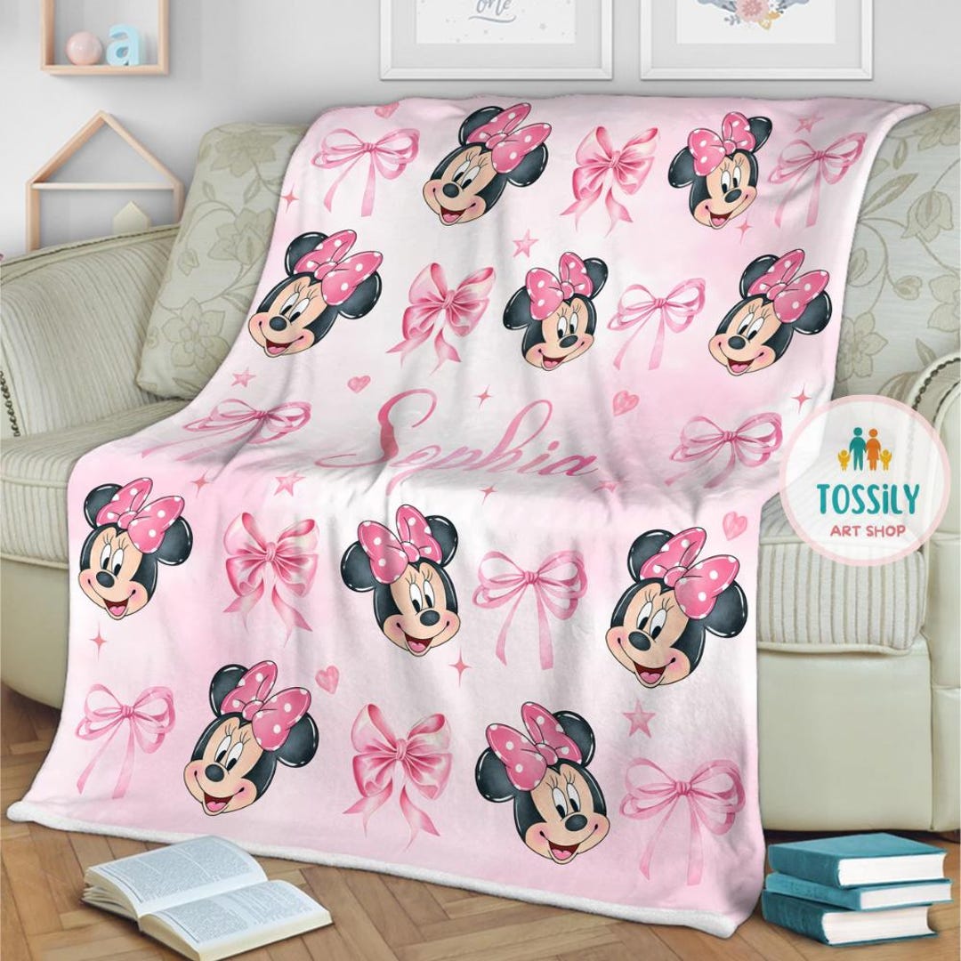 Personalized Minnie Mouse Blanket, Custom Name Disney Minnie Blanket ...
