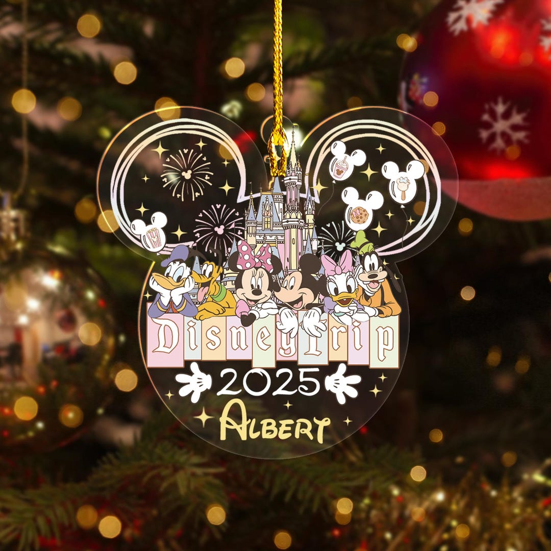 Personalized Mickey Mouse Ears Castle Christmas Ornament, Customized ...