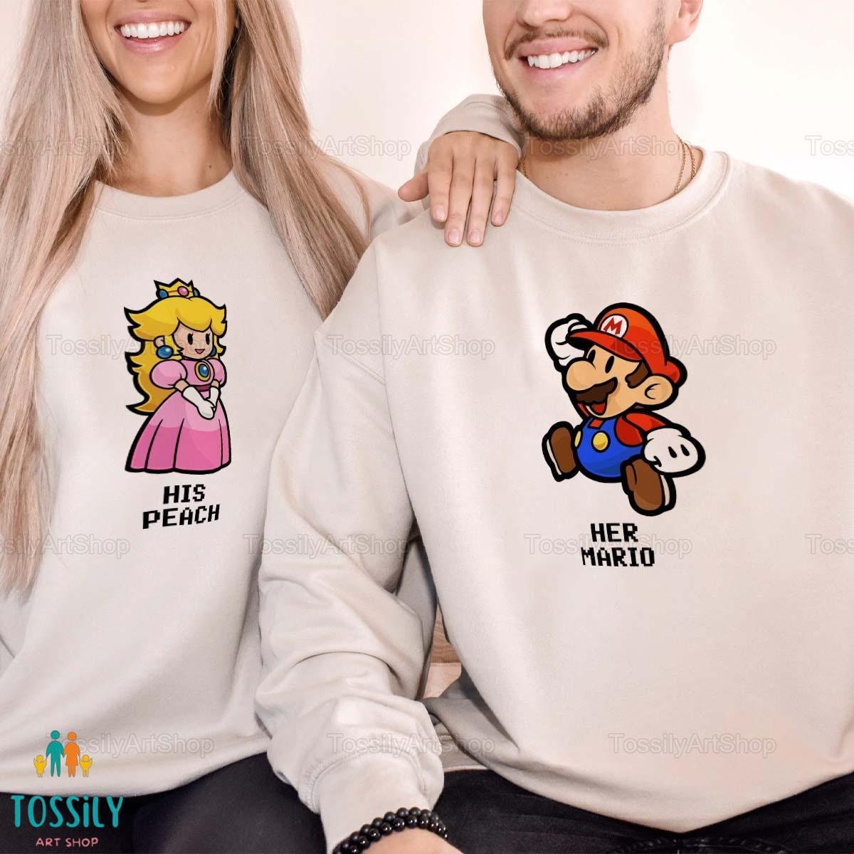 His Peach Her Mario Couple Shirt, His Princess Her Hero Sweatshirt ...