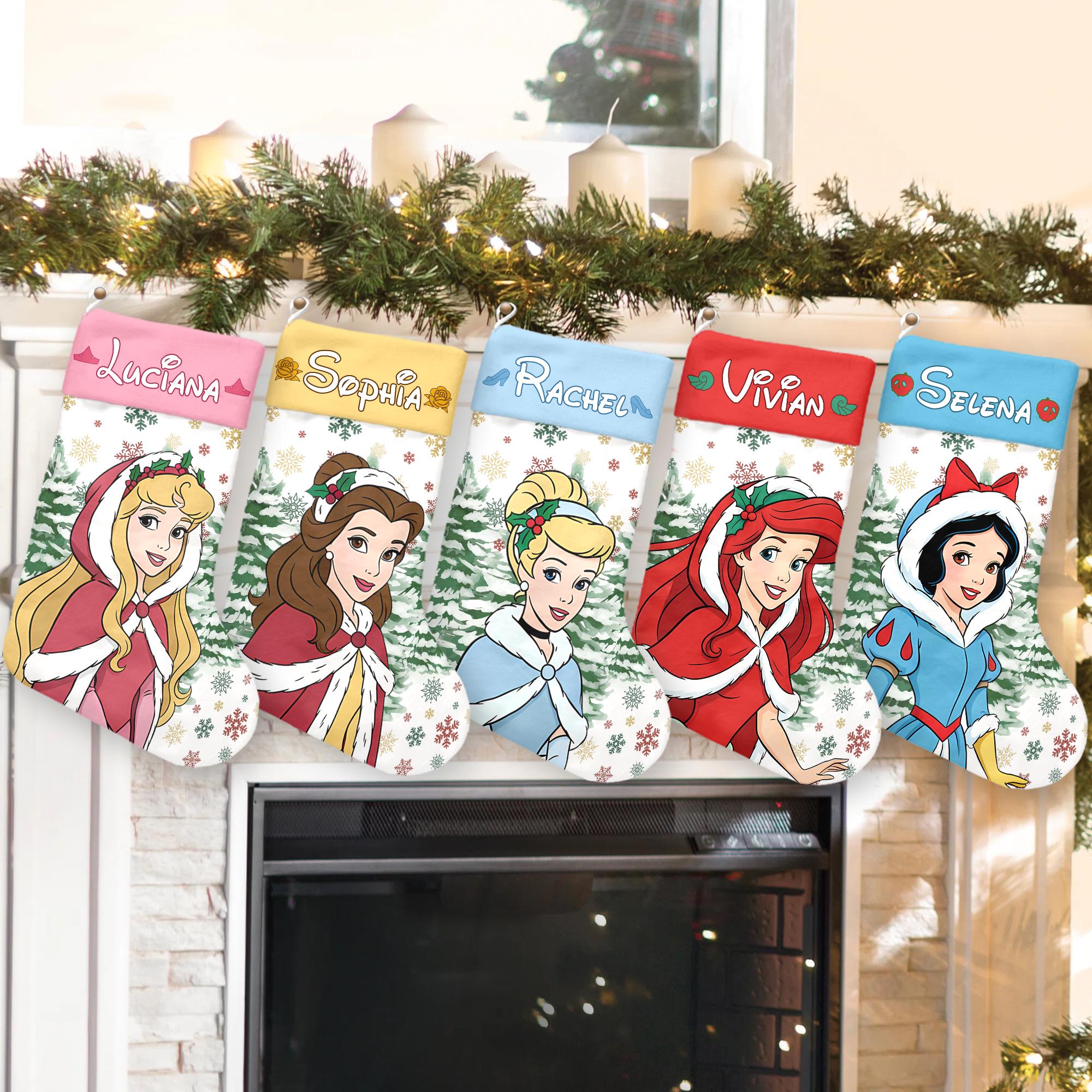 Personalized Coquette Princesses Christmas Stocking, Disney Princess ...