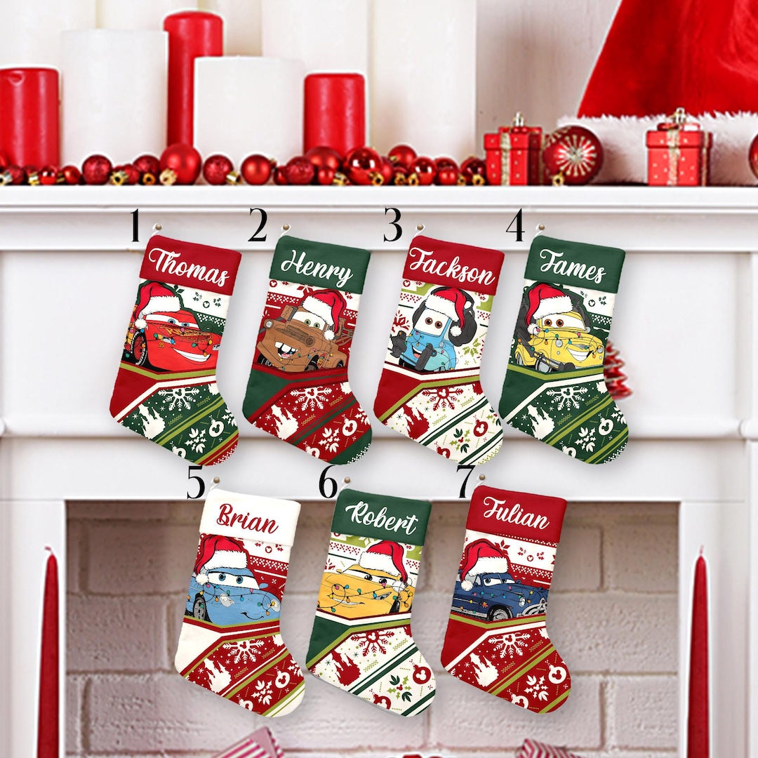Personalized Cars Christmas Stocking, Custom Name Lightning Mcqueen Tow ...