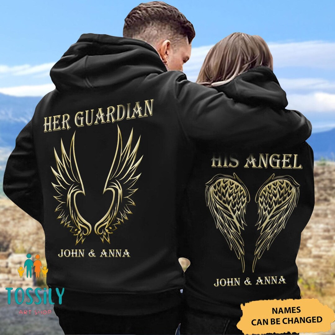 Her Guardian His Angel Custom Matching Hoodies, Valentine Couples Shirt ...