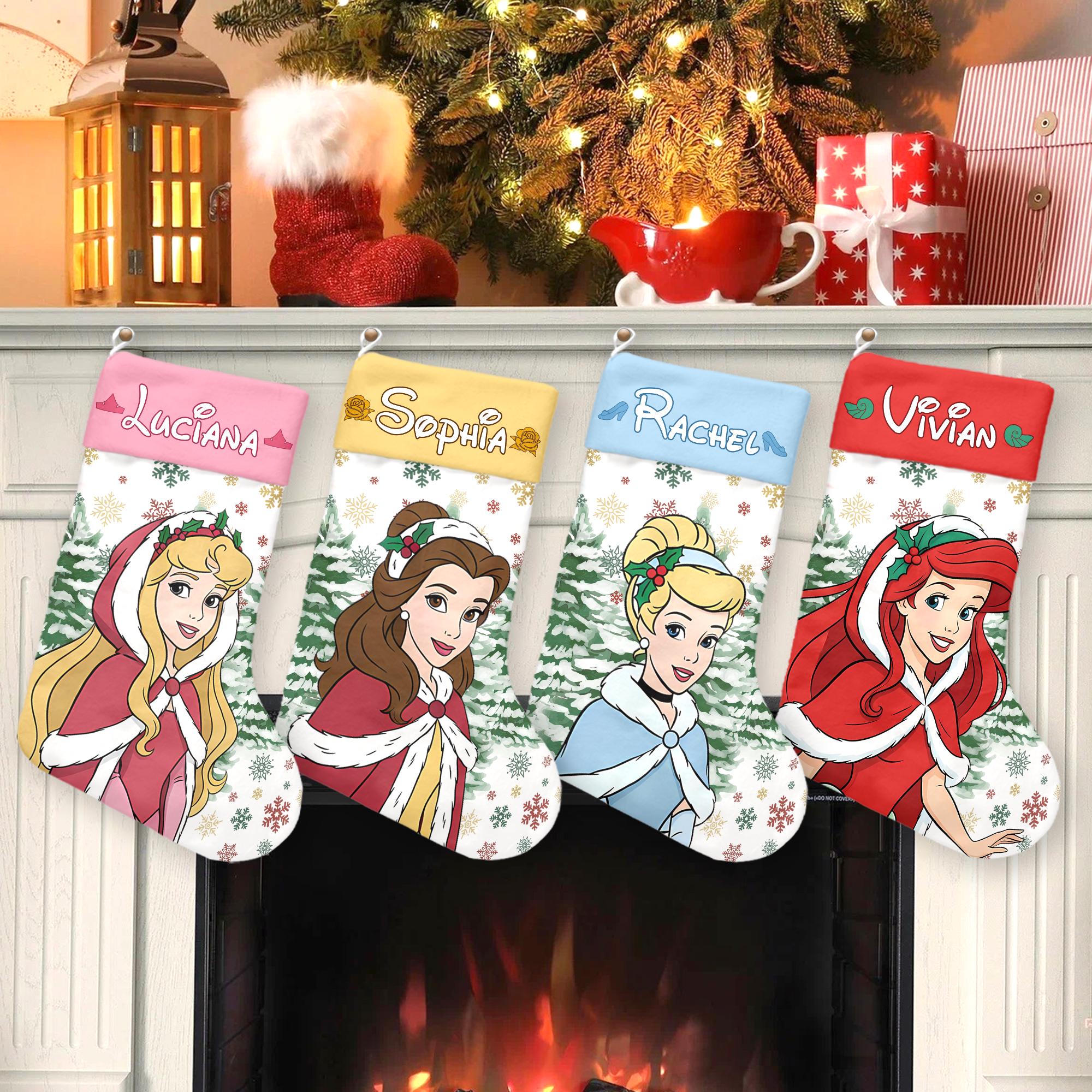 Personalized Coquette Princesses Christmas Stocking, Disney Princess ...