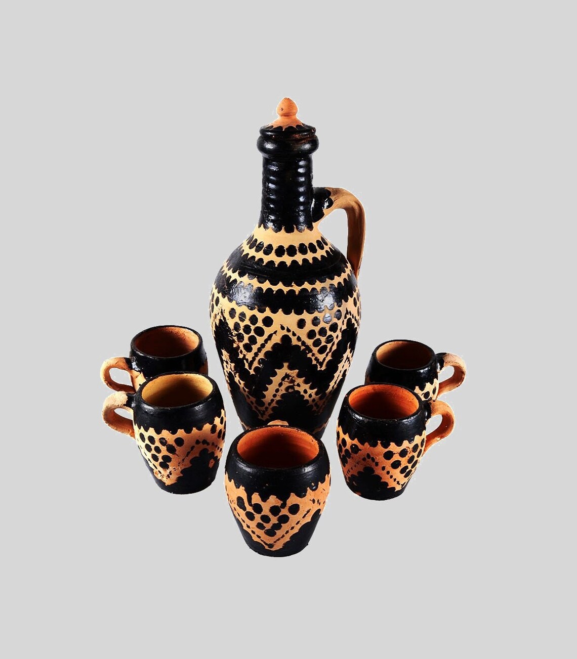 Moroccan Elegance: Handmade Clay Water Purifying Jug With Five Berber ...