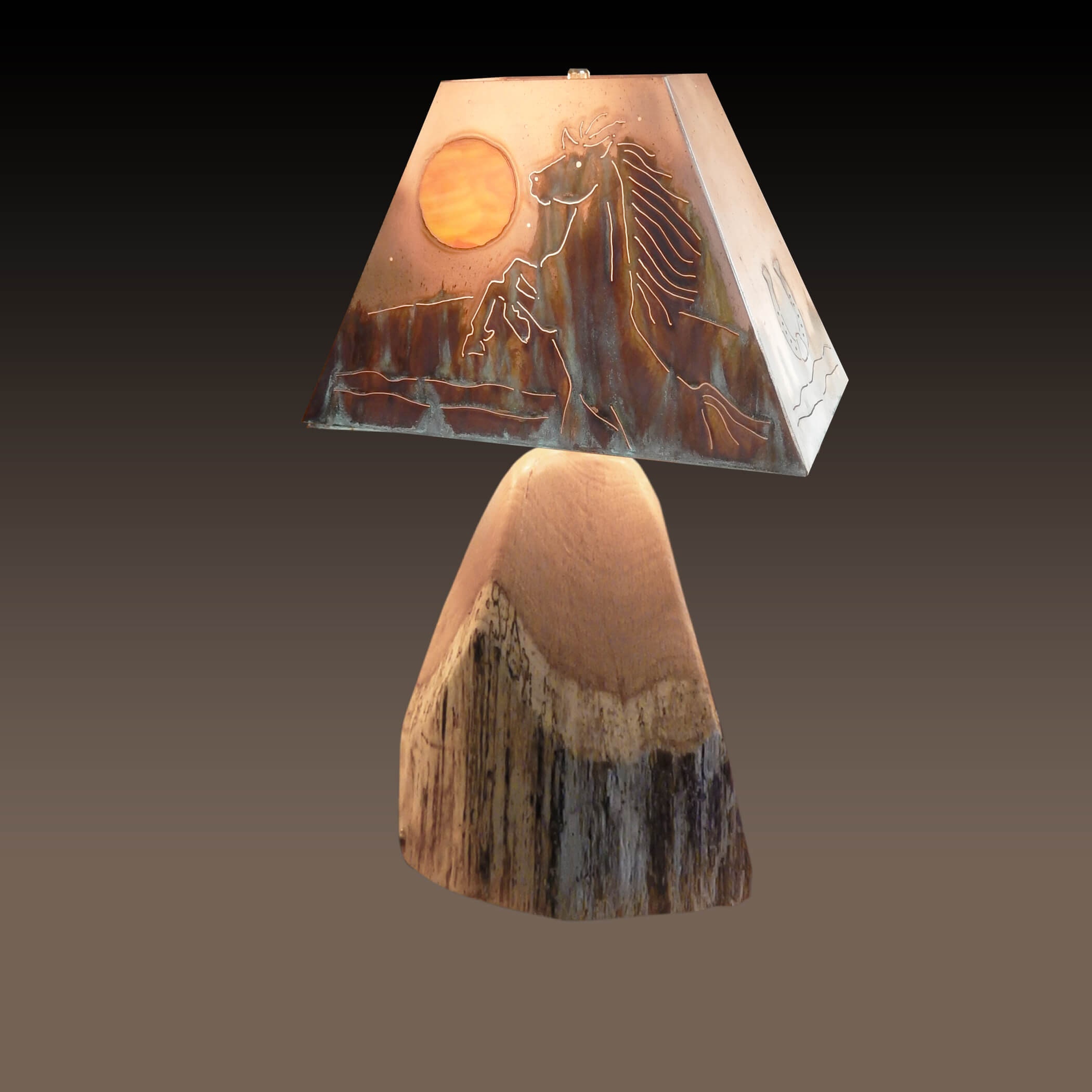 Rustic Log Lamp With Copper Shade - Etsy