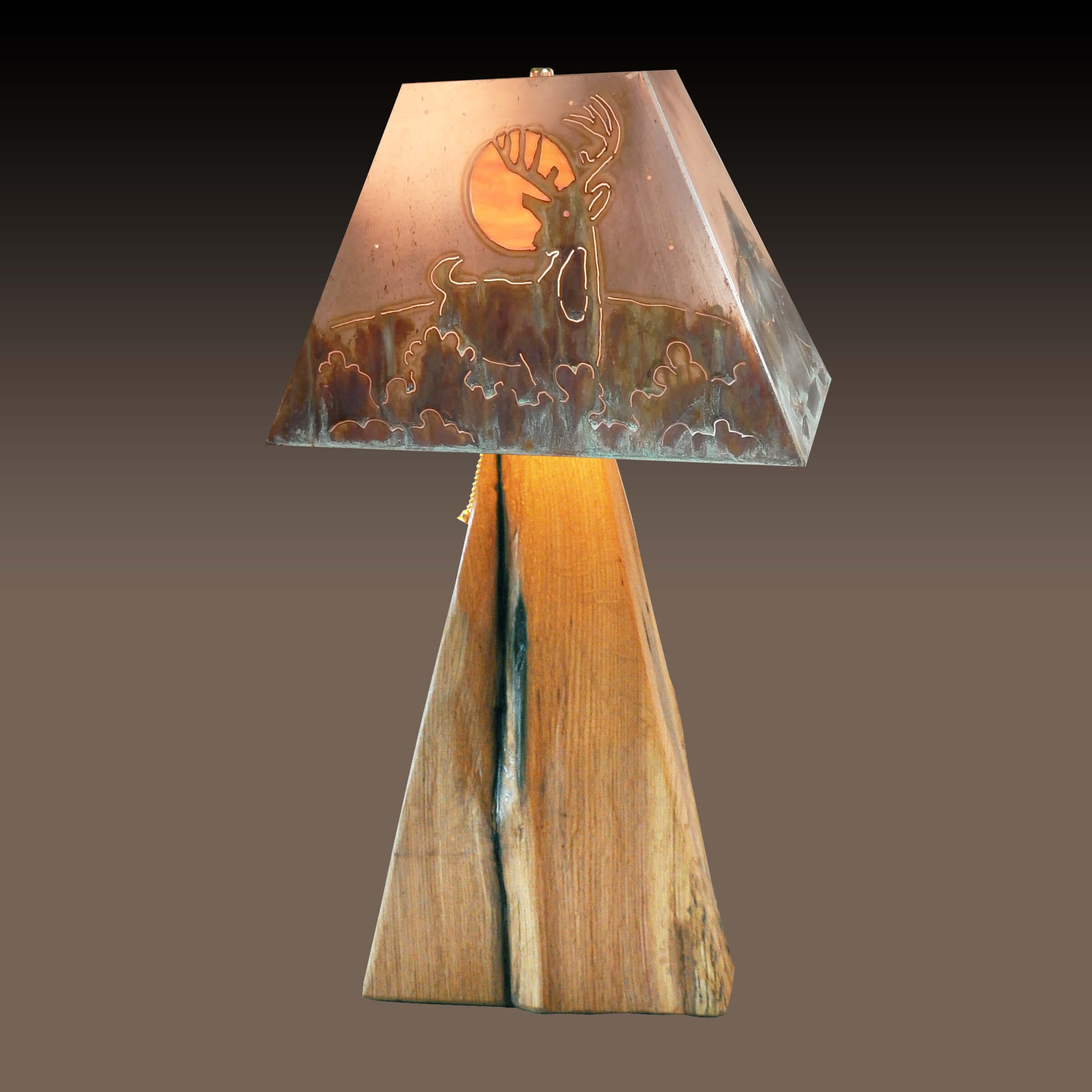 Rustic Log Lamp With Copper Shade - Etsy