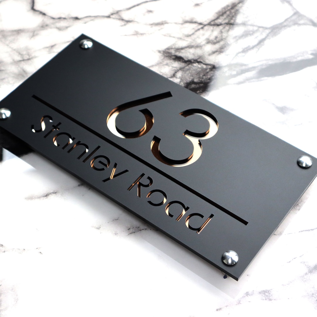 House Wall Plaques UK | Luxe A4 | Sleek Address Sign | Modern Acrylic ...