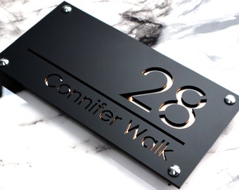 House Wall Plaques UK Luxe A4 Precision Laser Cut Acrylic House Number ...