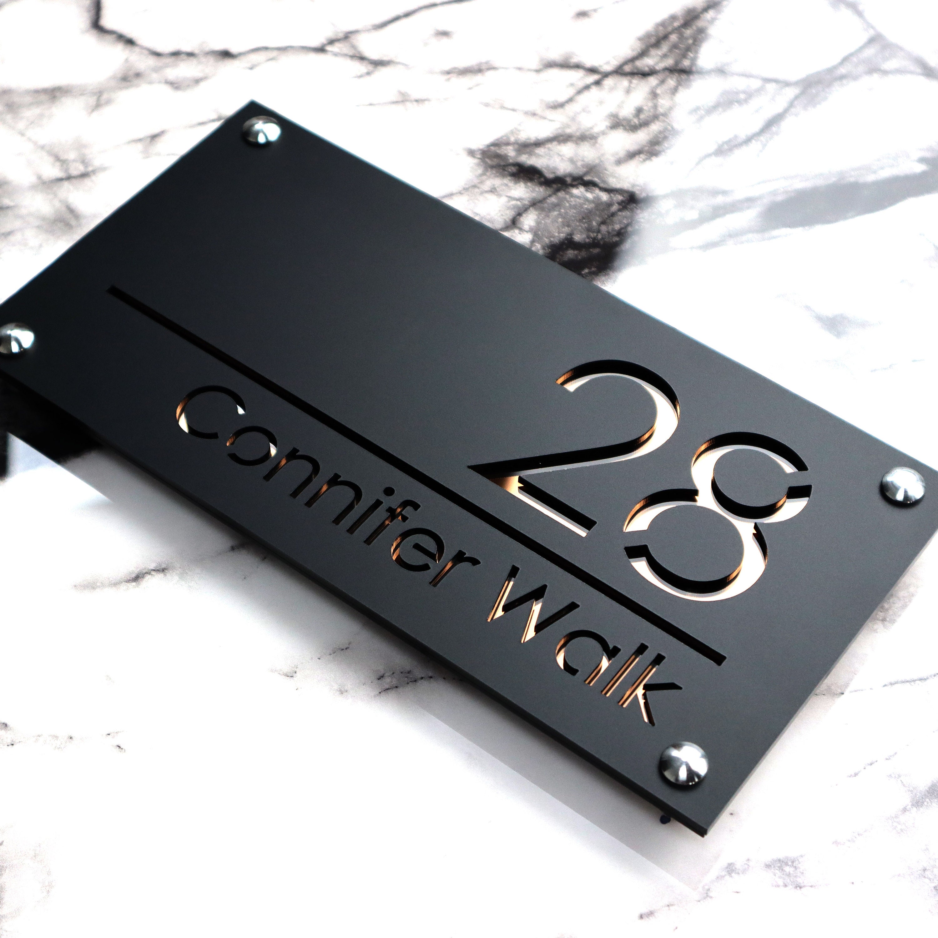 House Wall Plaques UK | Luxe A4 | Beautiful Personalised Wall Address ...