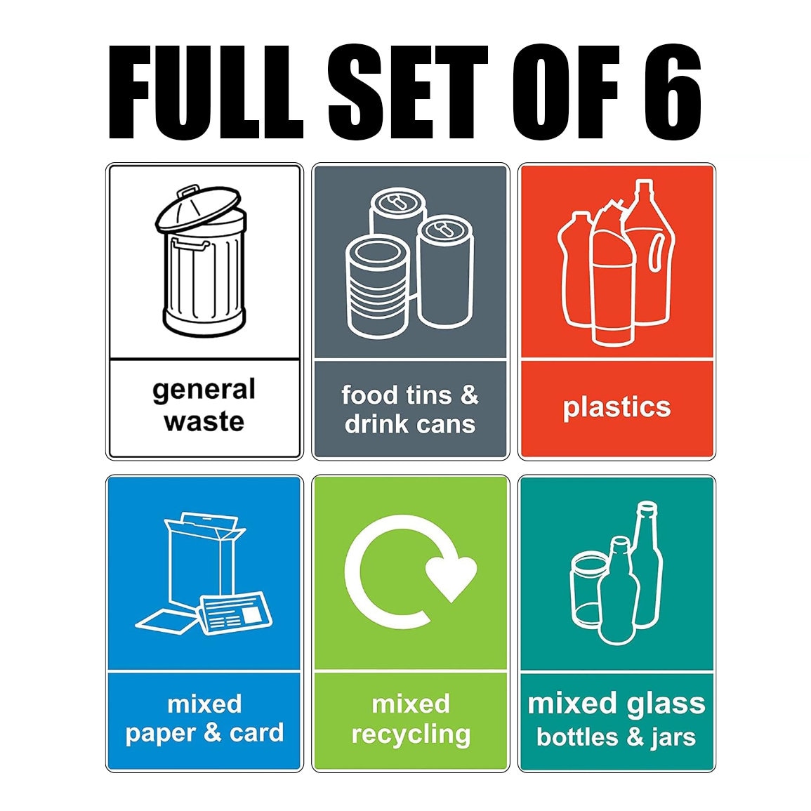 K Smart Sign | Mixed Set of Recycling Bin Sign Sticker Labels - Full ...